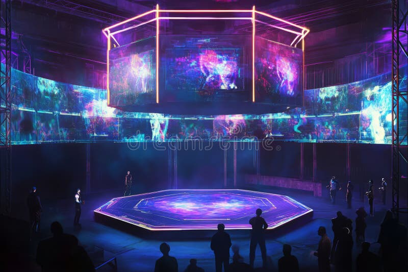 A Sci-fi Cybernetic Dojo Where Martial Artists Train Inside a Glowing ...