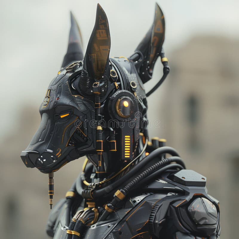 Sci-fi cyborg anubis art stock illustration. Illustration of divine - 349582978