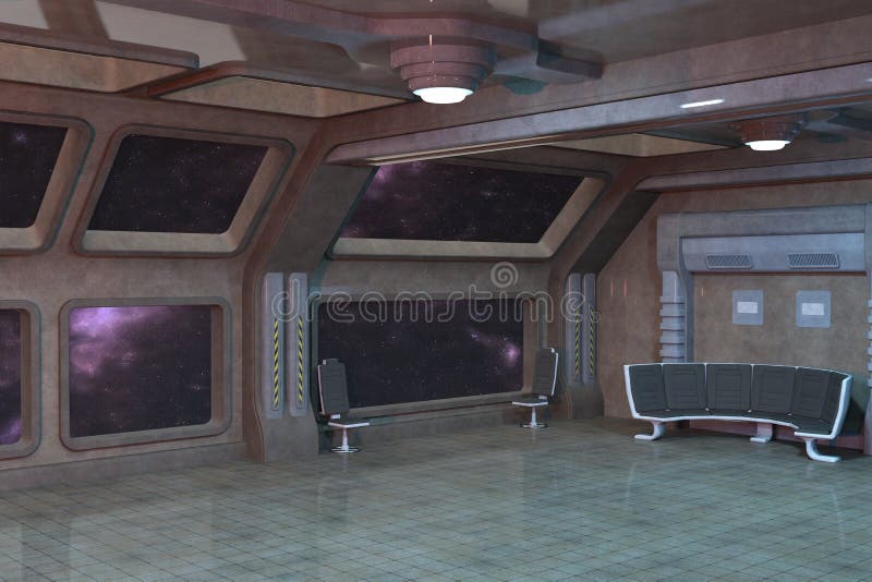 Sci-Fi Deck Room Interior Design Stock Illustration - Illustration of ...