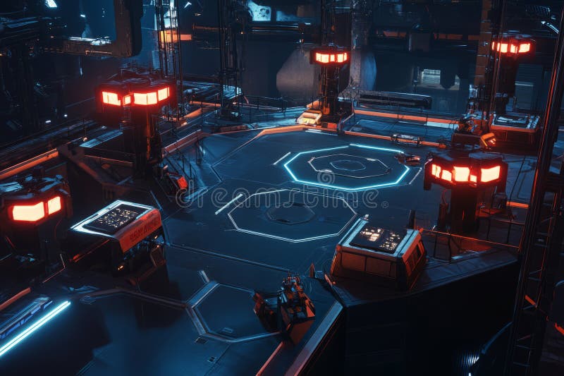 A Sci-fi Defense Facility Where Hexagonal Energy Shields Protect ...