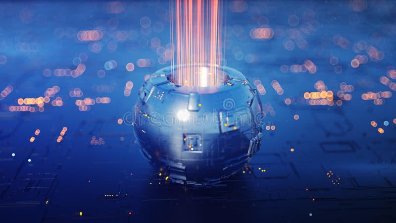 Sci-fi Device with Energy Stream 3D Rendering Stock Illustration ...