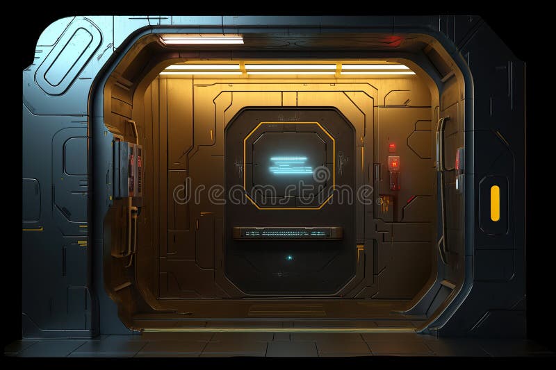 Sci-Fi Door with Keypad Created by Generative AI Stock Illustration ...