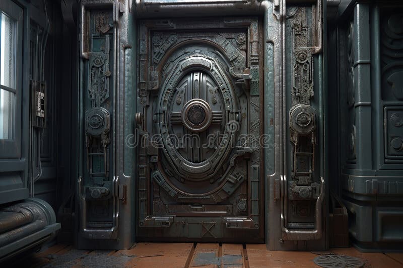 Sci-Fi Door with Keypad Created by Generative AI Stock Illustration ...