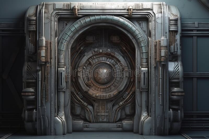 Sci-Fi Door with Keypad Created by Generative AI Stock Illustration ...