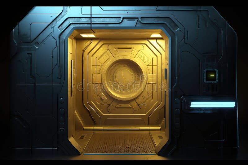 Sci-Fi Door with Keypad Created by Generative AI Stock Illustration ...