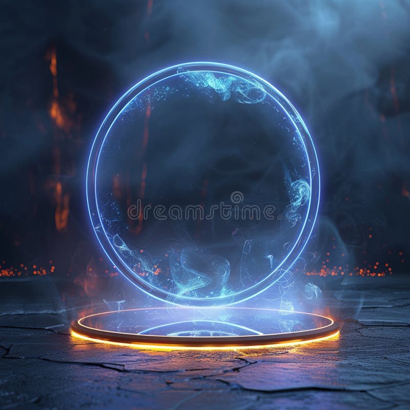 Sci Fi Element Light Illuminates Magic Circle Teleport Podium ...
