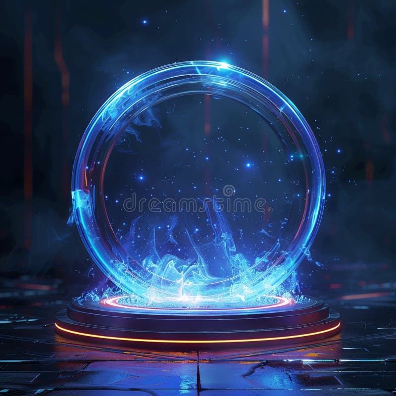 Sci Fi Element Light Illuminates Magic Circle Teleport Podium ...