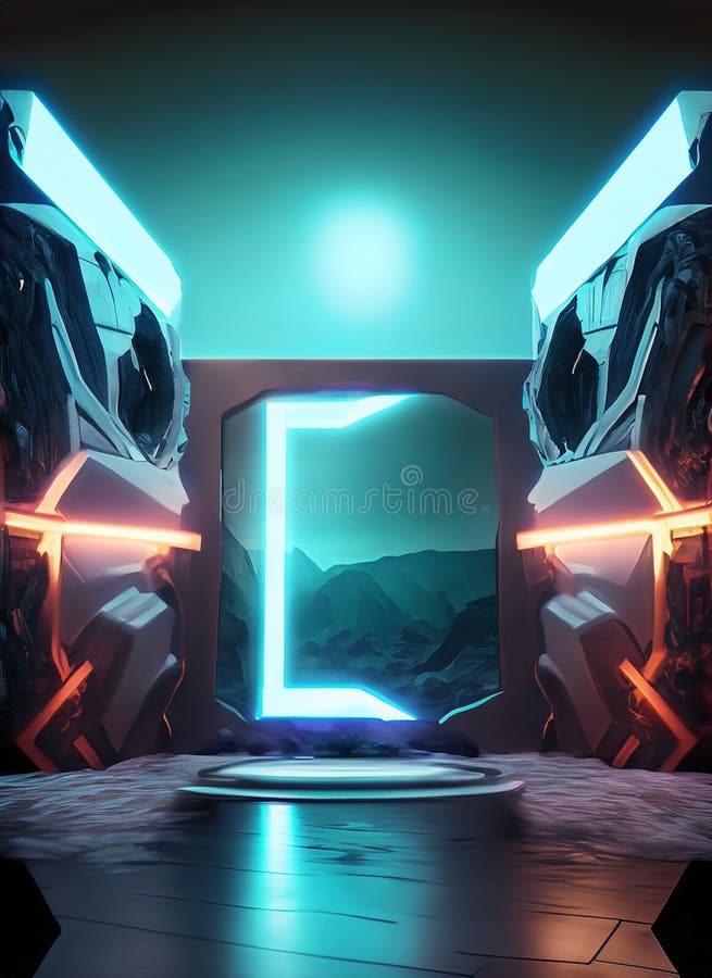 Sci-fi Fantasy Game Background with Neon Backlight Suitable for ...