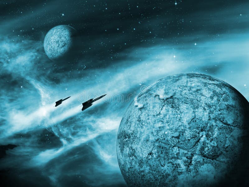 Sci-fi Fantasy Space Scene Alien Planet Stock Illustration ...