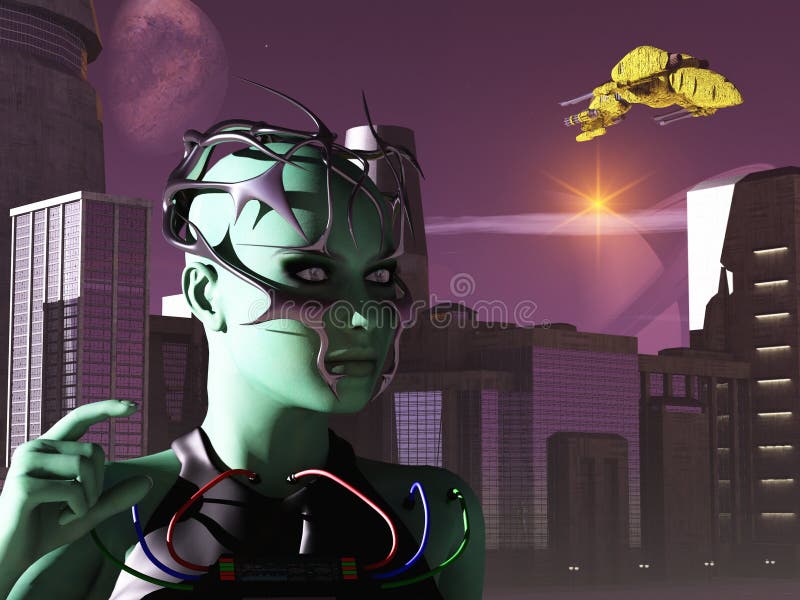 Sci-fi Female on Alien World Stock Illustration - Illustration of alien ...