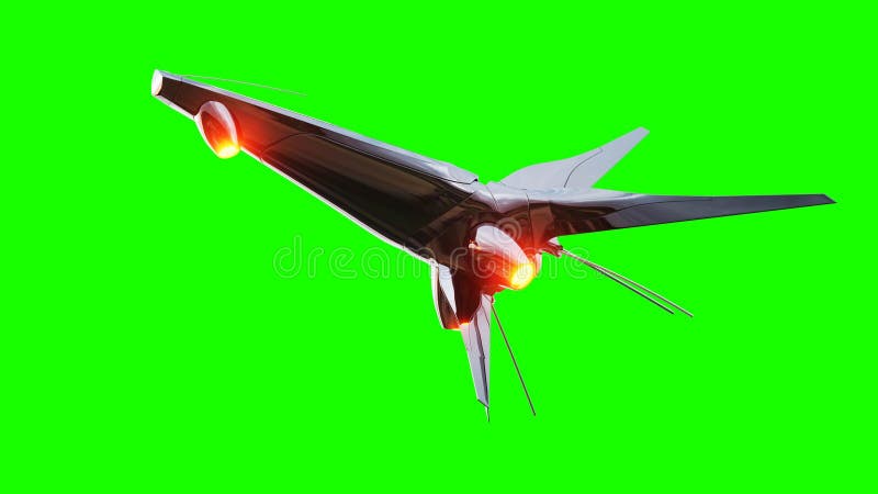 Sci Fi Fufturistic Ship. Concept of Future. Green Screen. 3d Rendering ...