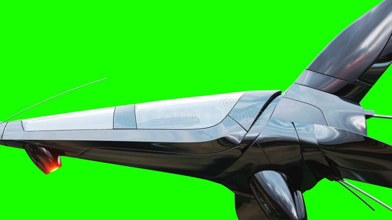 Sci Fi Fufturistic Ship. Concept of Future. Green Screen. 3d Rendering ...
