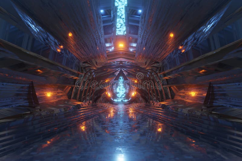 Sci Fi Future Fantasy Alien Planet Big Hall Building Background 3D ...