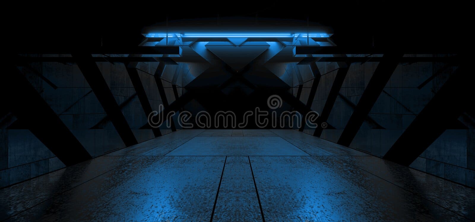 Sci Fi Industrial Cyber Futuristic Stage Blue Neon Led Lights Glowing