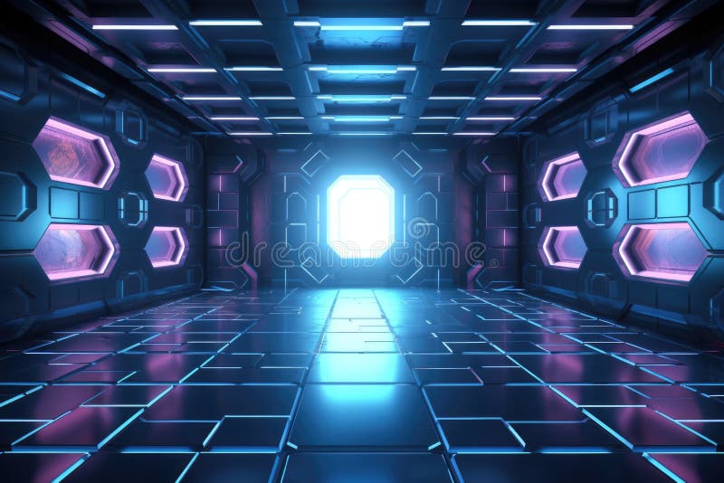 Sci-fi Futuristic Background Wall Spaceship Tunnel with Glowing Neon ... Sci-fi Futuristic Background Wall Spaceship Tunnel with Glowing Neon ...