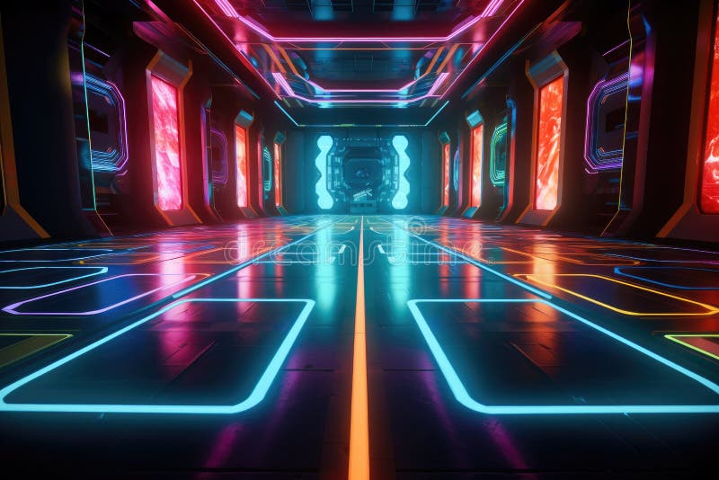 Sci-fi Futuristic Background Wall Tunnel with Glowing Neon Lighting ... Sci-fi Futuristic Background Wall Tunnel with Glowing Neon Lighting ...