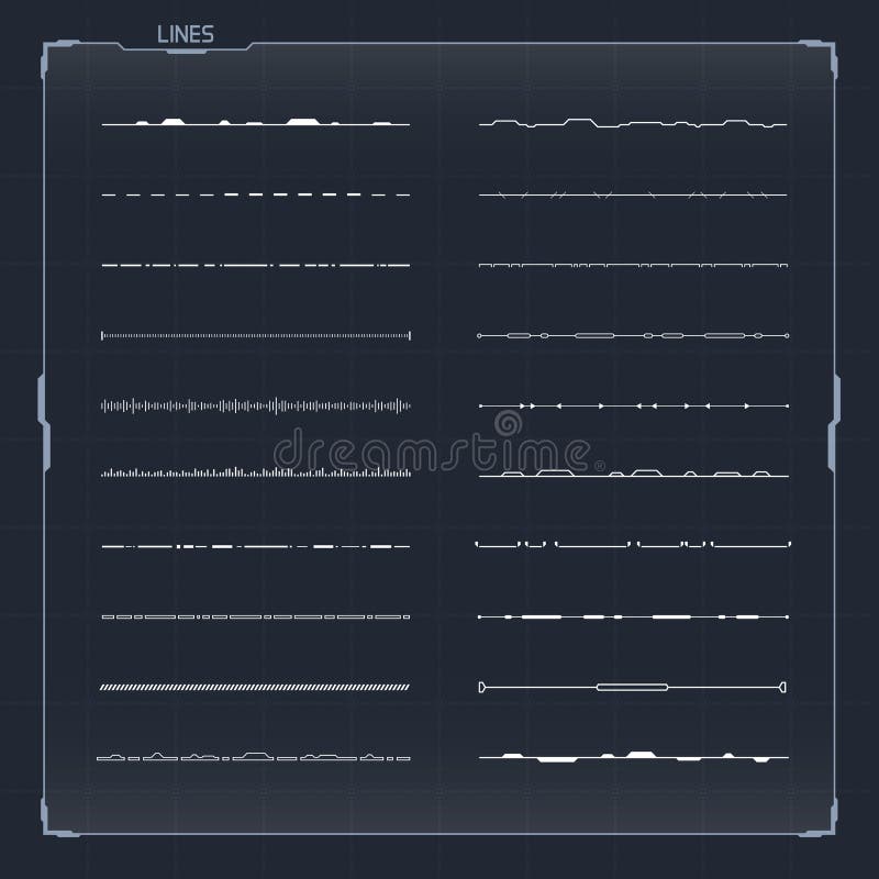 Sci-fi Futuristic Design Abstract Lines Set Stock Vector - Illustration ...