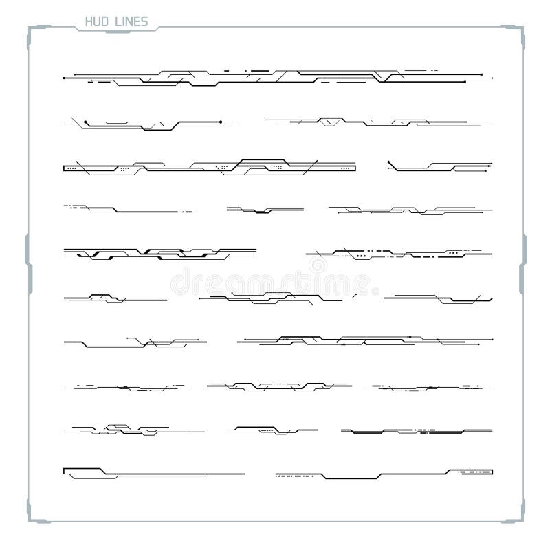 Sci-fi Futuristic Design Abstract Lines Set Stock Vector - Illustration ...