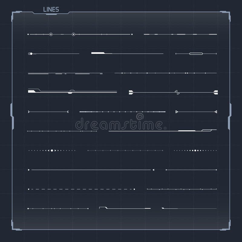 Sci-fi Futuristic Design Abstract Lines Set Stock Vector - Illustration ...