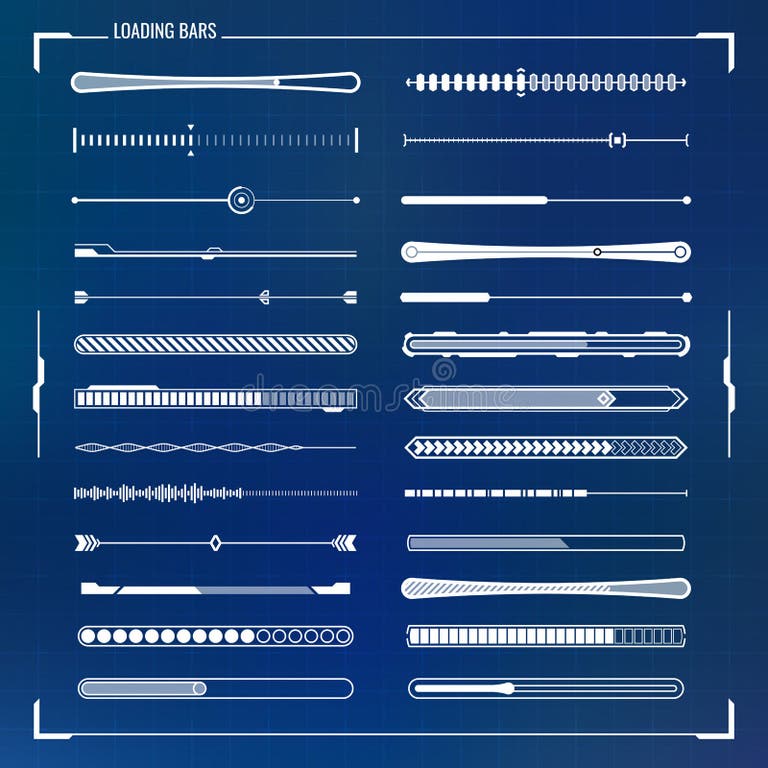 Sci-fi Futuristic Design Loading Bars Set Stock Vector - Illustration ...