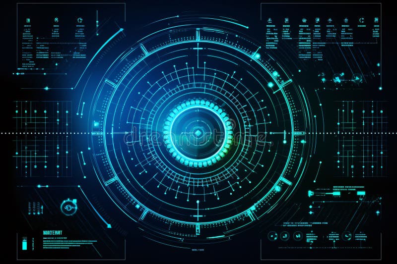 Sci-Fi Futuristic Glowing HUD Display in Virtual Reality Stock ...