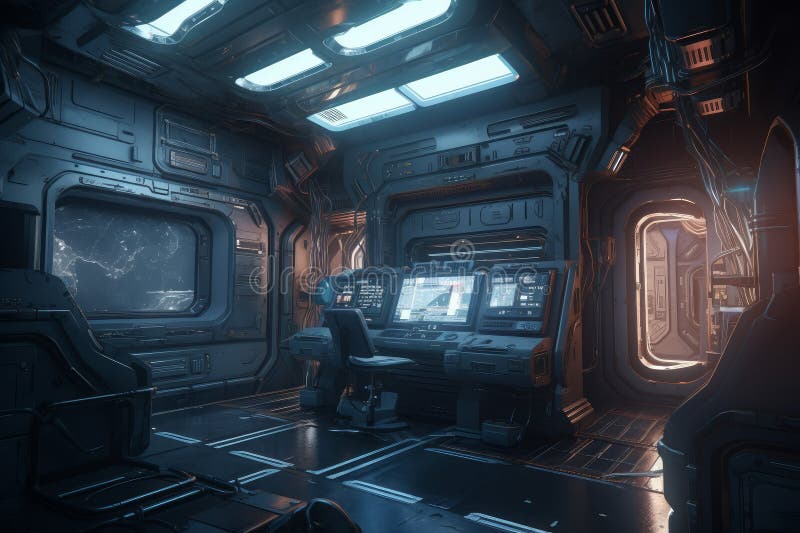 Sci-fi Futuristic Interior Room. Generate Ai Stock Illustration ...