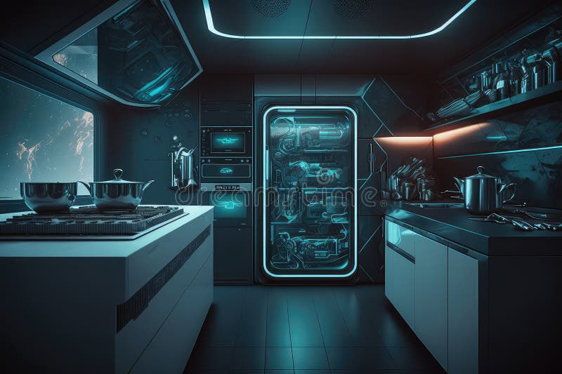 Sci-fi Futuristic Kitchen with Sleek Design, Modern Appliances, and ...