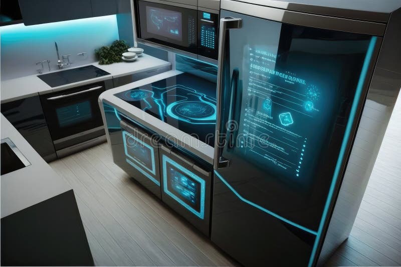 Sci-fi Futuristic Kitchen, with Touch Screen Controls and Sleek ...