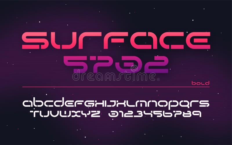 Sci-fi Futuristic Technology Alphabet, Uppercase Letters and Numbers ...