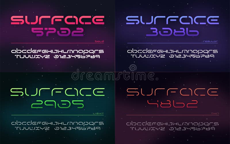 Sci-fi Futuristic Technology Alphabet, Uppercase Letters and Numbers ...