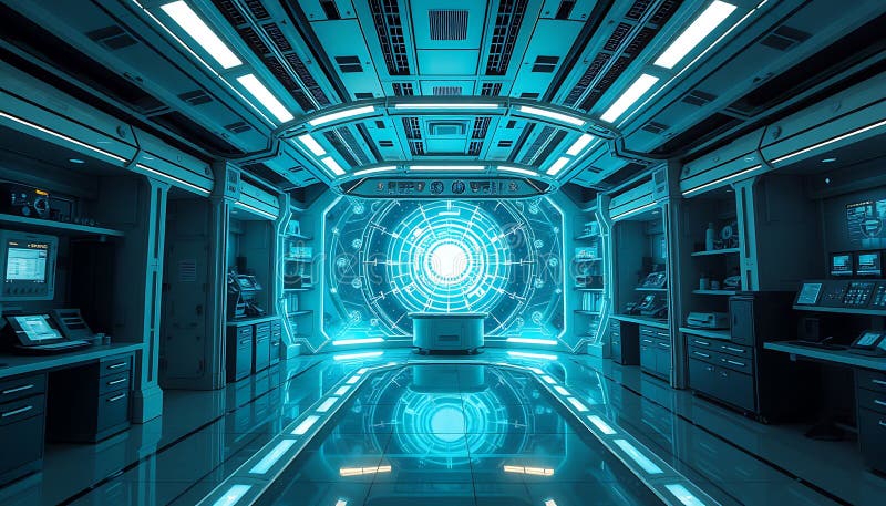 Sci-fi Futuristic Tunnel Interior, Representing Space Travel and Advanced Infrastructure ...