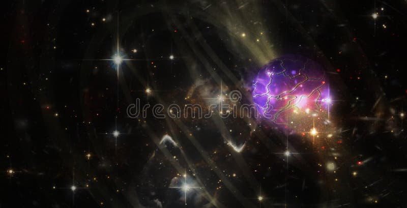 Sci Fi Galaxy Background in Space and Mystic Planet. Stock Image ...