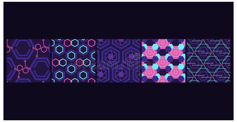 Sci-Fi Grid Seamless Geometric Pattern Bundle for Cyber Branding ...