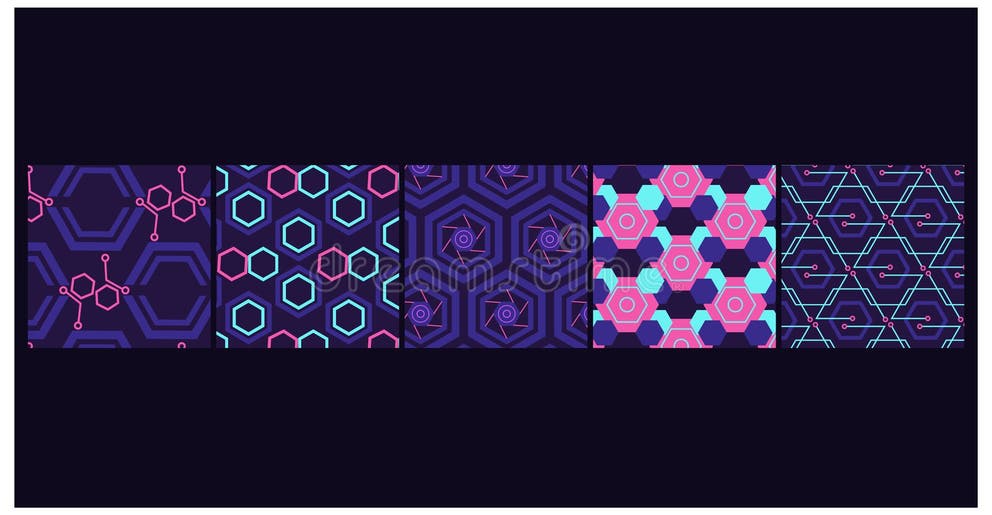 Sci-Fi Grid Seamless Geometric Pattern Bundle for Cyber Branding ...