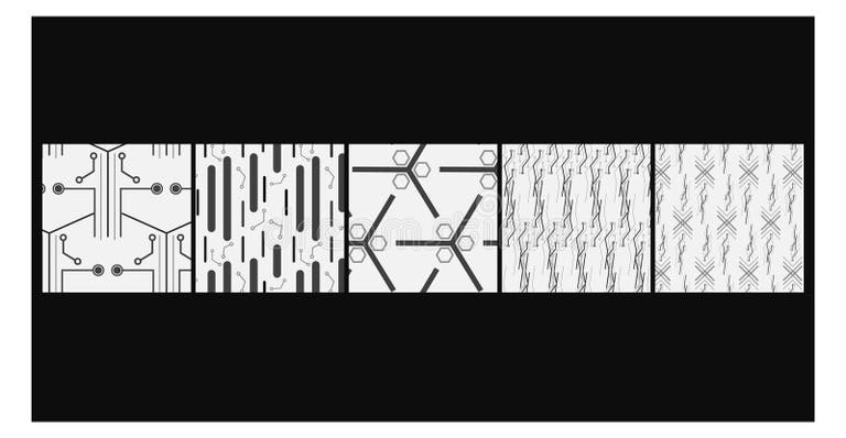 Sci-Fi Grid Seamless Geometric Pattern Bundle for Cyber Branding ...