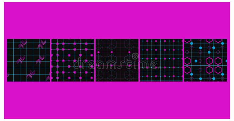 Sci-Fi Grid Seamless Geometric Pattern Bundle for Cyber Branding ...