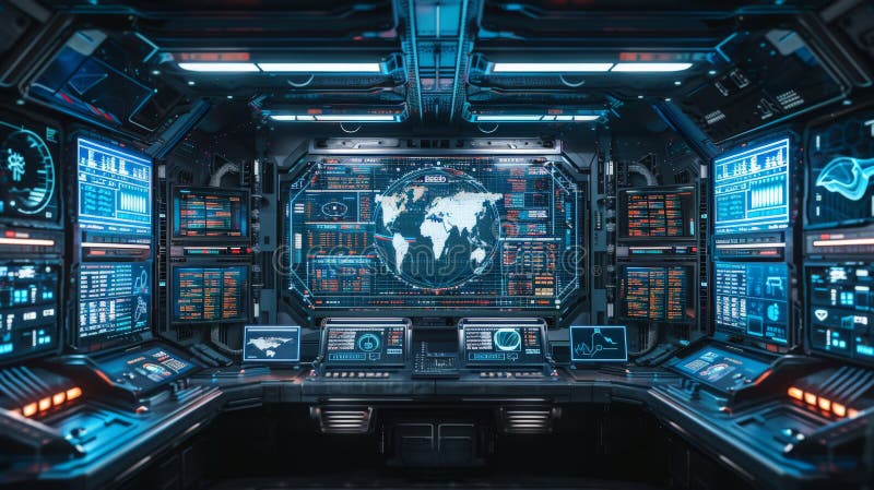 Sci Fi Grunge Modern Clean Background Featuring a Futuristic Command ...