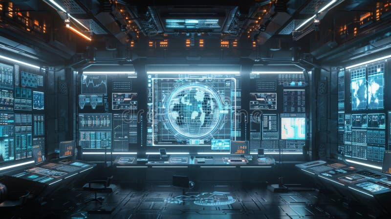 Sci Fi Grunge Modern Clean Background Featuring a Futuristic Command ...