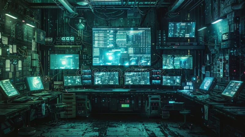 Sci Fi Grunge Modern Clean Background of a High-tech Control Room, with ...