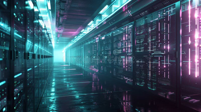 Sci Fi Grunge Modern Clean Background of a High-tech Data Center, with ...