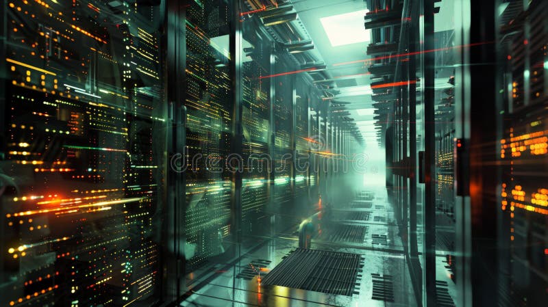 Sci Fi Grunge Modern Clean Background of a High-tech Data Center, with ...