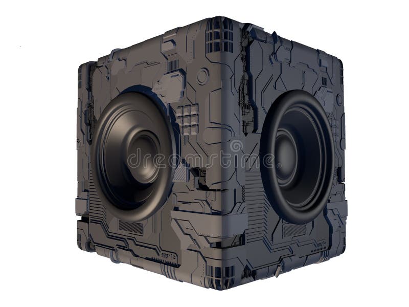 Sci-fi, High Tech, 3D Speaker Box Stock Illustration - Illustration of ...