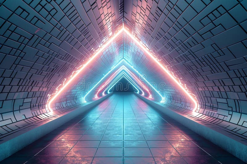 Sci Fi Hyperloop Pipe, Neon Light Tunnel Techno Walkway, 3D Stock ...
