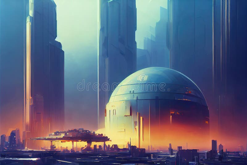 Sci Fi Illustration of a Landing Place for Ufos , Ai Generated Image ...