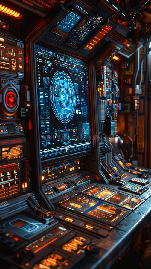 Sci-fi Inspired Command Center with Holographic Displays Touch Panels ...