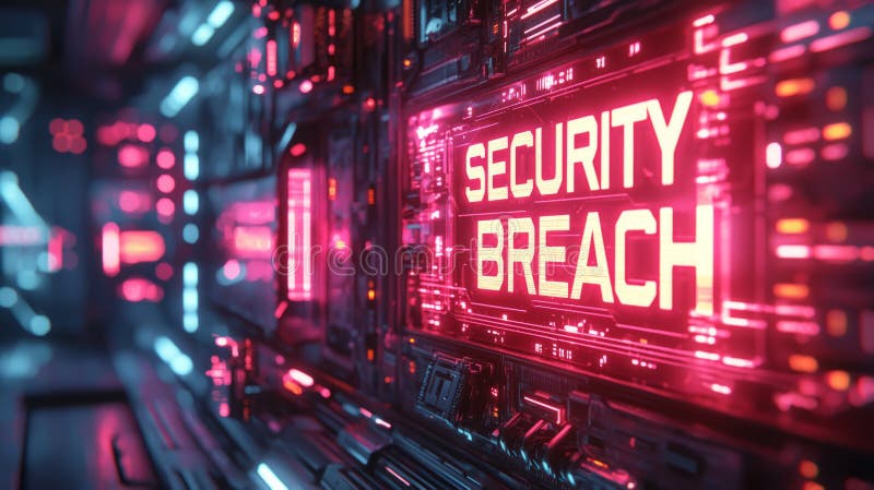 Sci-fi Inspired Cyberattack with Holographic Screen Showing SECURITY ...