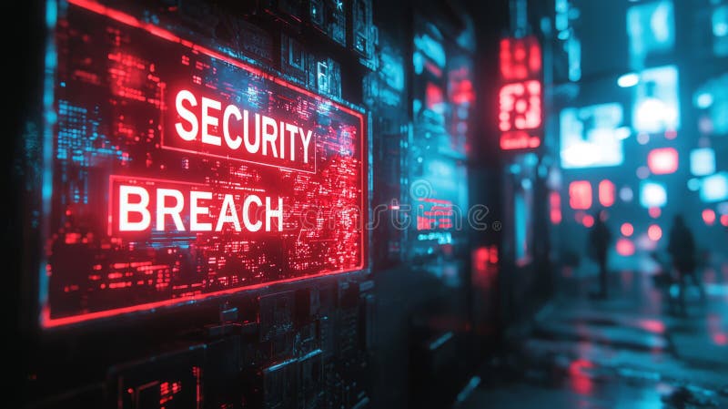 Sci-fi Inspired Cyberattack with Holographic Screen Showing SECURITY ...
