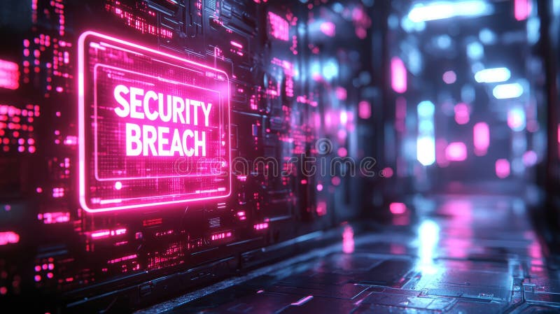 Sci-fi Inspired Cyberattack with Holographic Screen Showing SECURITY ...