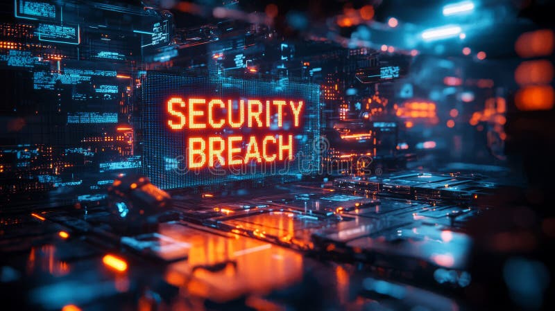 Sci-fi Inspired Cyberattack with Holographic Screen Showing SECURITY ...