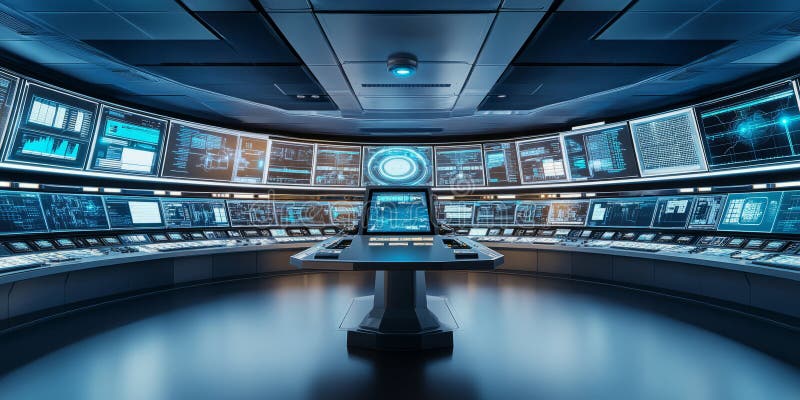 A Sci-fi Inspired 3D Background of a Sleek, Robotic Control Center ...